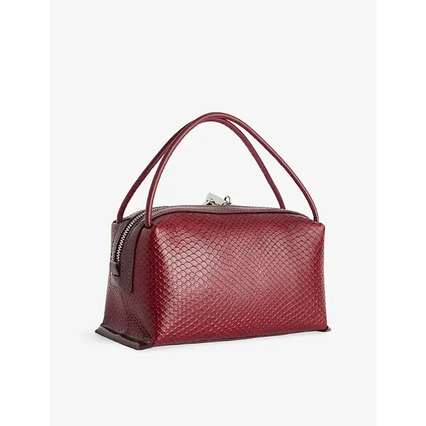 VERAFIED Café Mini Python-print Leather Shoulder Bag