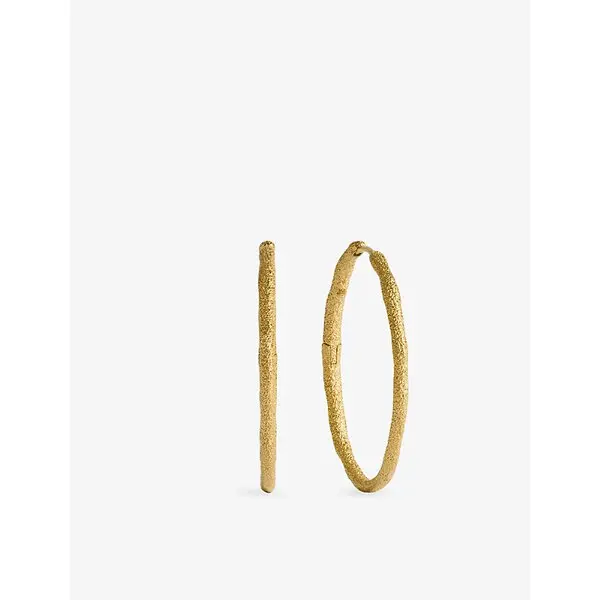 Monica Vinader Antica Textured Large 18ct Yellow Vermeil Hoop Earrings - Gold