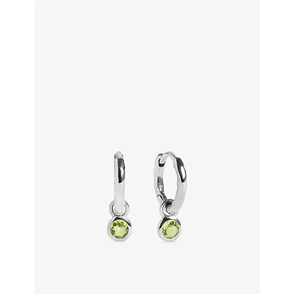 Monica Vinader August Birthstone Sterling- And Peridot Huggie Earrings - Silver