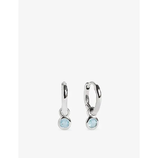 Monica Vinader March Birthstone Sterling- And Aquamarine Huggie Earrings - Silver