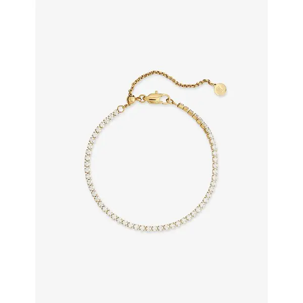 INDIGO LUNE Samantha 18ct Plated Stainless-steel And Crystal Tennis Bracelet - Gold