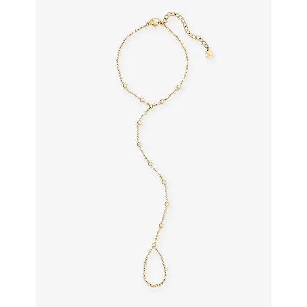 INDIGO LUNE Amoura 18ct Plated Stainless-steel And Cubic Zirconia Hand Chain - Gold