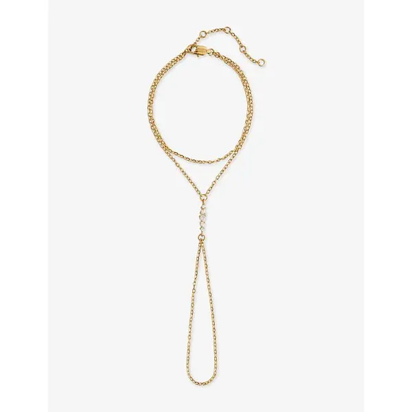 INDIGO LUNE Lira 18ct Plated Stainless-steel And Cubic Zirconia Hand Chain - Gold