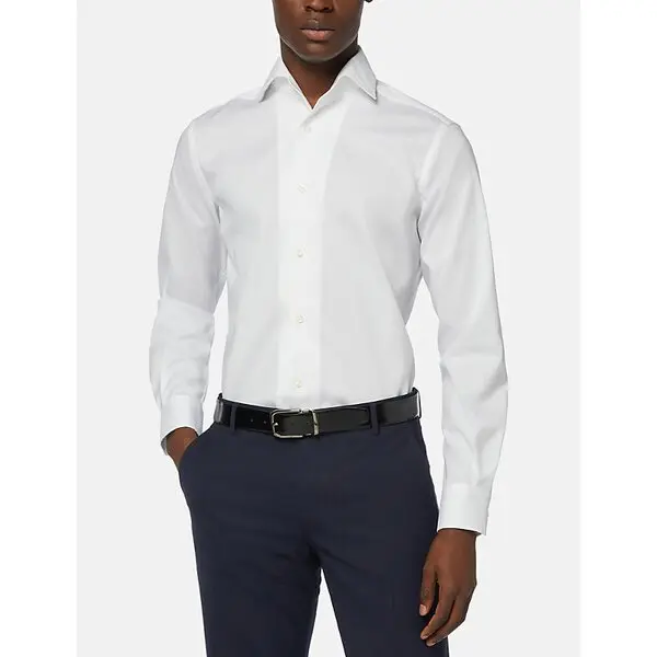 Boggi Milano Pinpoint Regular-fit Cotton Shirt - White