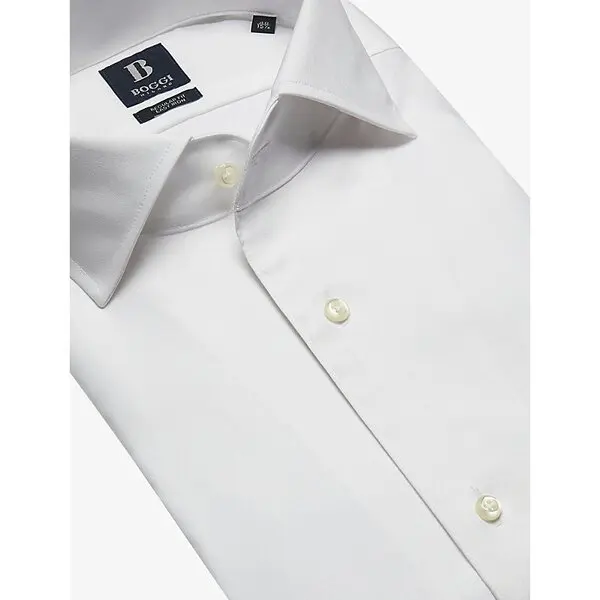 Boggi Milano Pinpoint Regular-fit Cotton Shirt - White