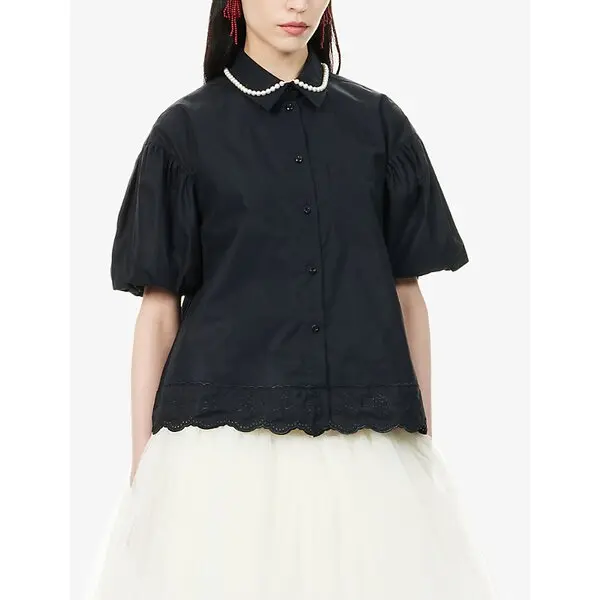 Simone Rocha Beaded Collared Cotton Shirt