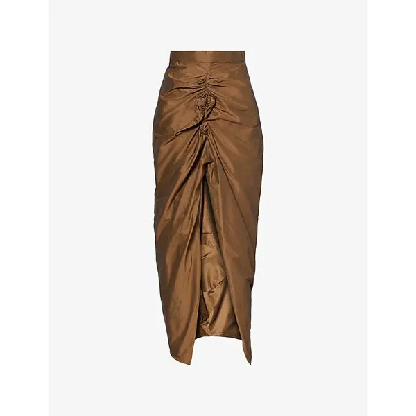 VIVIENNE WESTWOOD Panther Slit Cotton-blend Midi Skirt - Bronze
