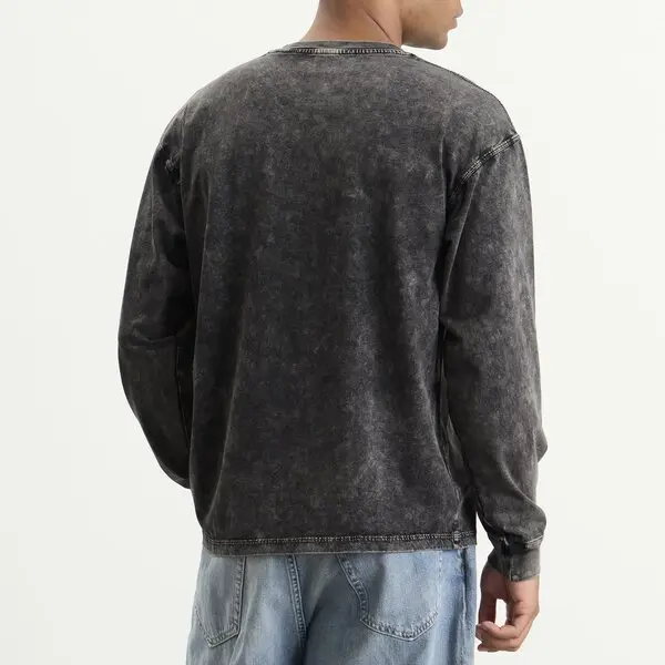 DIESEL® Garment Dyed Long Sleeve T-shirt - Caviar