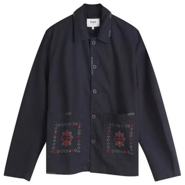 WAX LONDON Mews Embroidered Linen Jacket - Navy