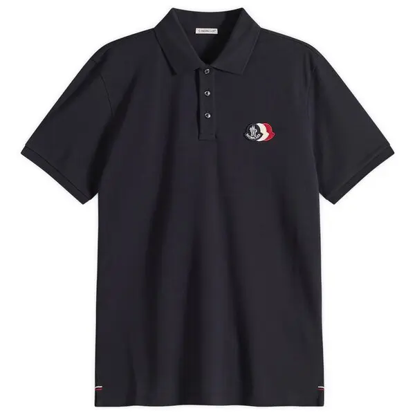 Moncler Cotton Pique Logo Polo - Navy