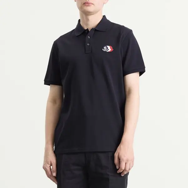 Moncler Cotton Pique Logo Polo - Navy