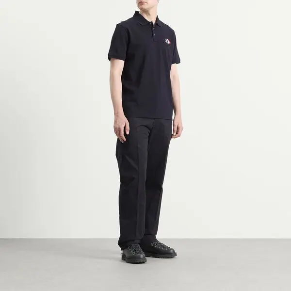Moncler Cotton Pique Logo Polo - Navy