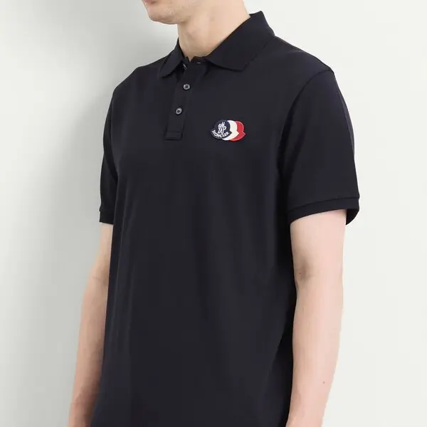 Moncler Cotton Pique Logo Polo - Navy