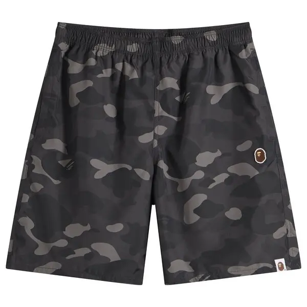 A BATHING APE Colour Camo One Point Beach Shorts - Black