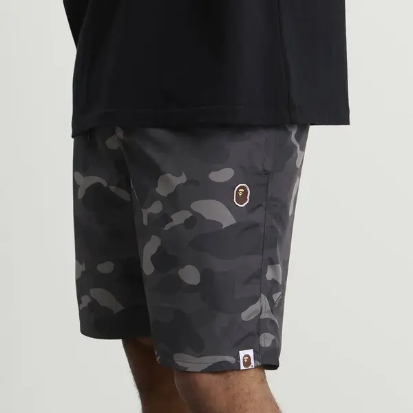 A BATHING APE Colour Camo One Point Beach Shorts - Black
