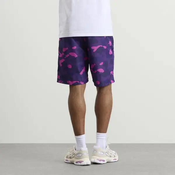 A BATHING APE Colour Camo One Point Beach Shorts - Purple