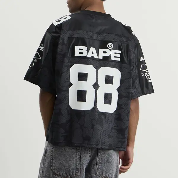 A BATHING APE Solid Camo Multi Logo Football Jersey