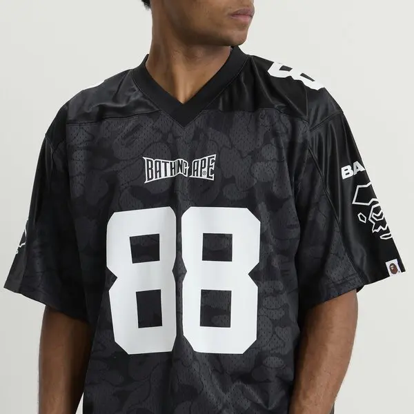 A BATHING APE Solid Camo Multi Logo Football Jersey