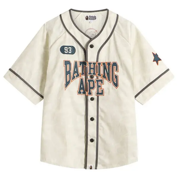 A BATHING APE Solid Camo Baseball Shirt - Ivory
