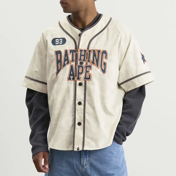 A BATHING APE Solid Camo Baseball Shirt