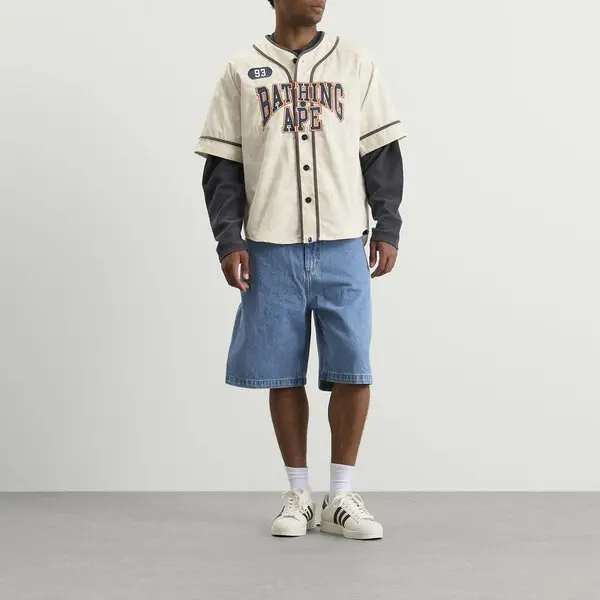 A BATHING APE Solid Camo Baseball Shirt