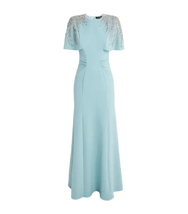 Jenny Packham Embellished Petal Gown - Blue