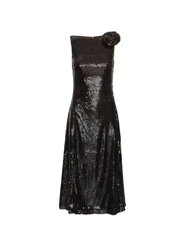 ROTATE BY BIRGER CHRISTENSEN Sequined Midi Flared Dress - Brown