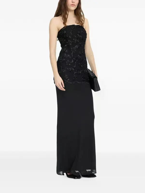 ROTATE BY BIRGER CHRISTENSEN Strapless Embroidered Floral Maxi Dress