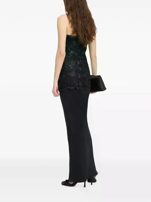 ROTATE BY BIRGER CHRISTENSEN Strapless Embroidered Floral Maxi Dress