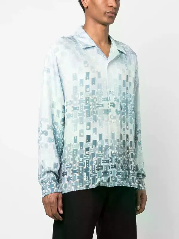 Amiri Gradient Tape-print Silk Shirt