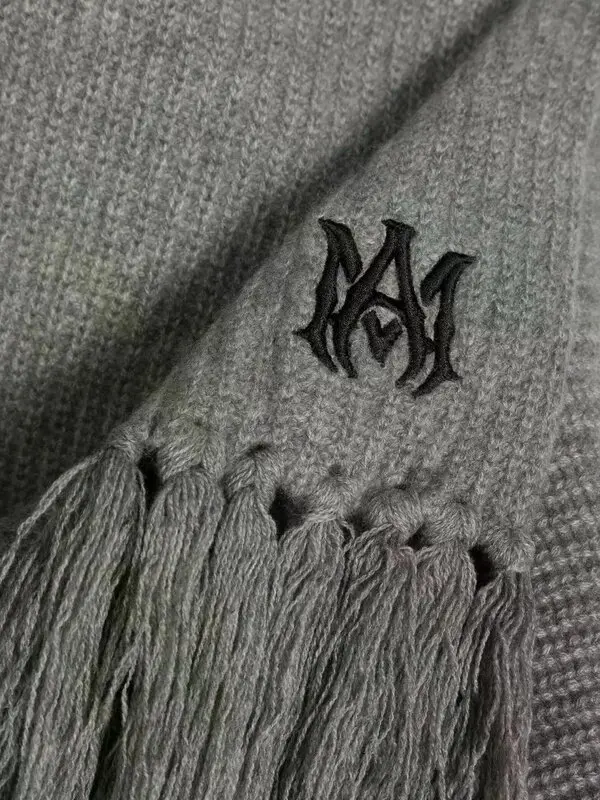 Amiri Logo-embroidered Fringed Cashmere Scarf