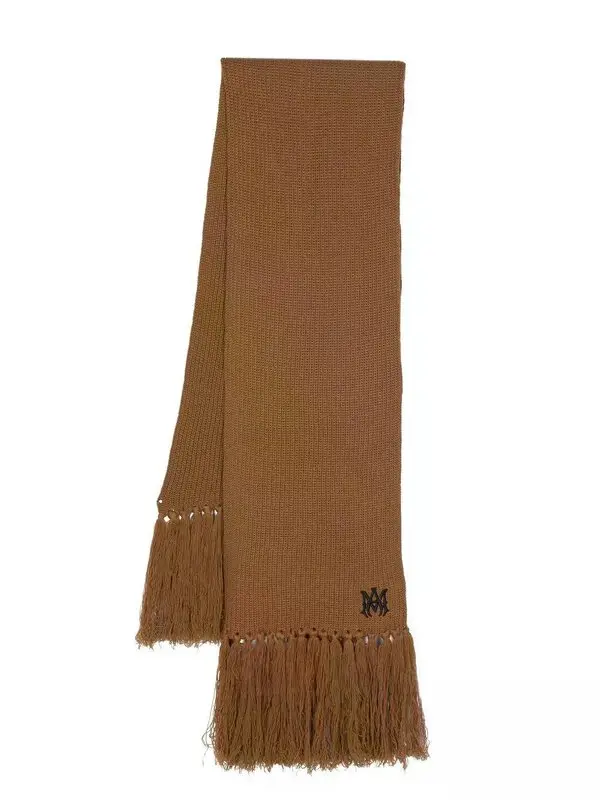 Amiri Logo-embroidered Cashmere Scarf - Brown