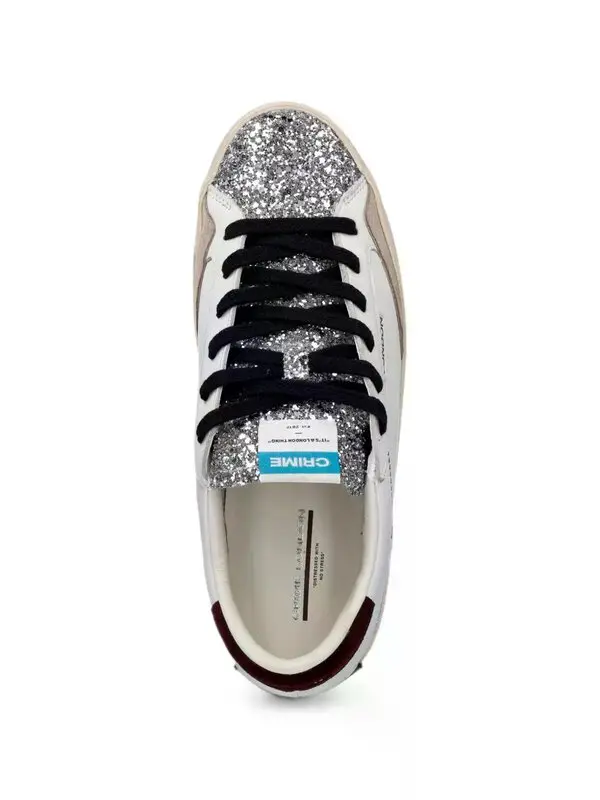 CRIME LONDON Distressed Glitter-embellished Sneakers