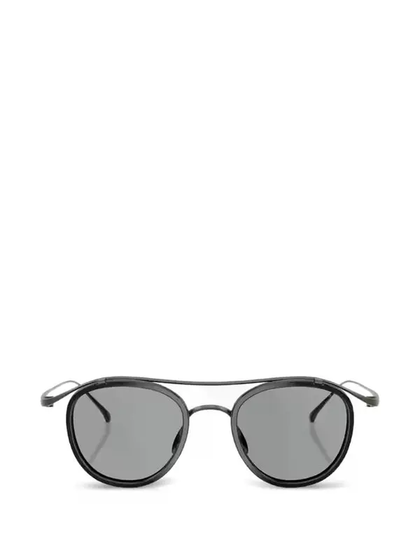 Giorgio Armani Double-bridge Round-frame Sunglasses - Black
