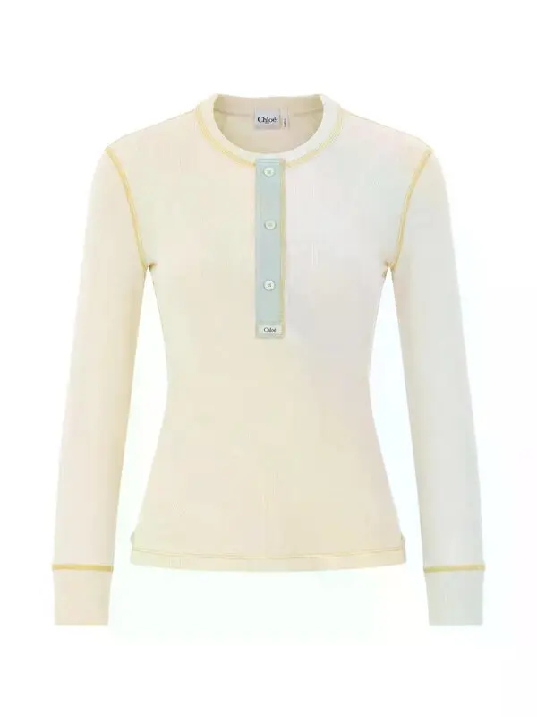 Chloé Henley-neck Cotton Sweater - Neutrals
