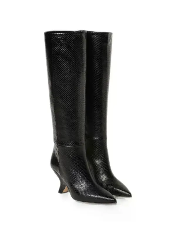 ANNA F. Python-print Leather Boots