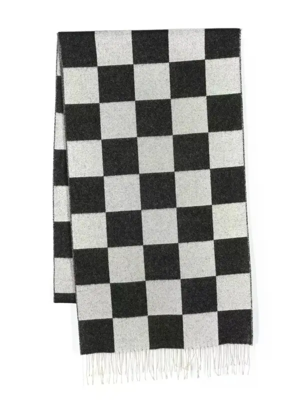Amiri Checkerboard-pattern Knit Scarf - Black