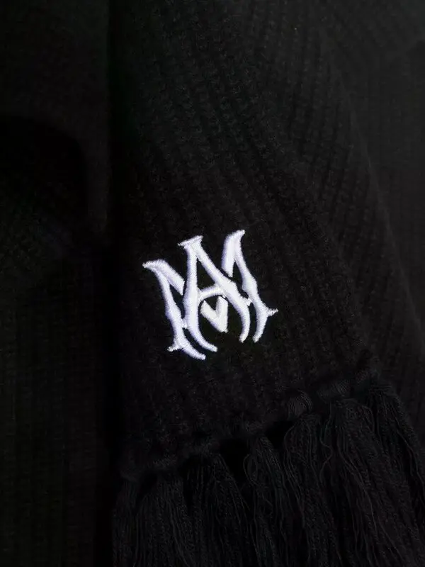 Amiri Logo-embroidered Fringed Cashmere Scarf