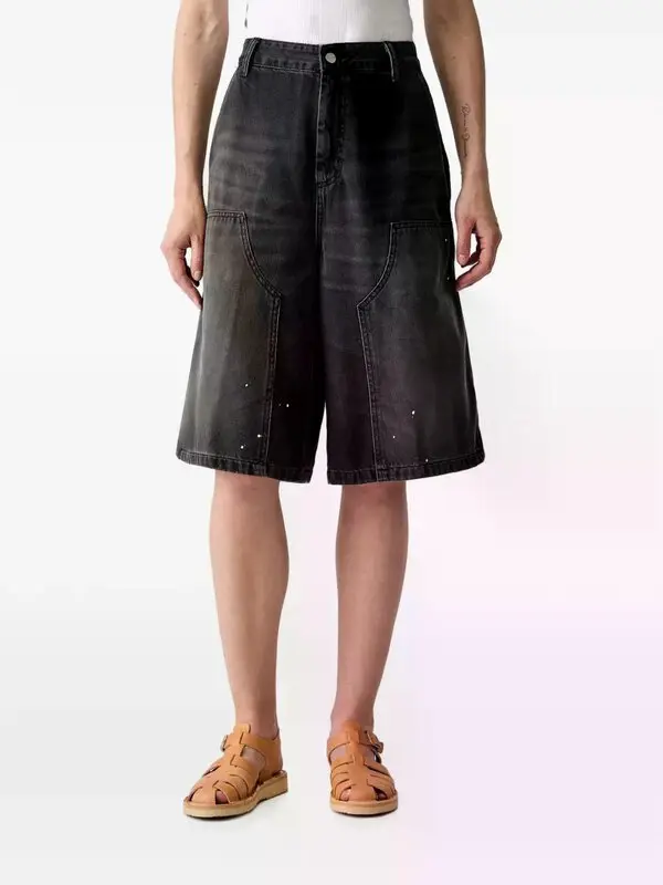 Carhartt Work In Progress Paint-splatter Carpenter Shorts - Black