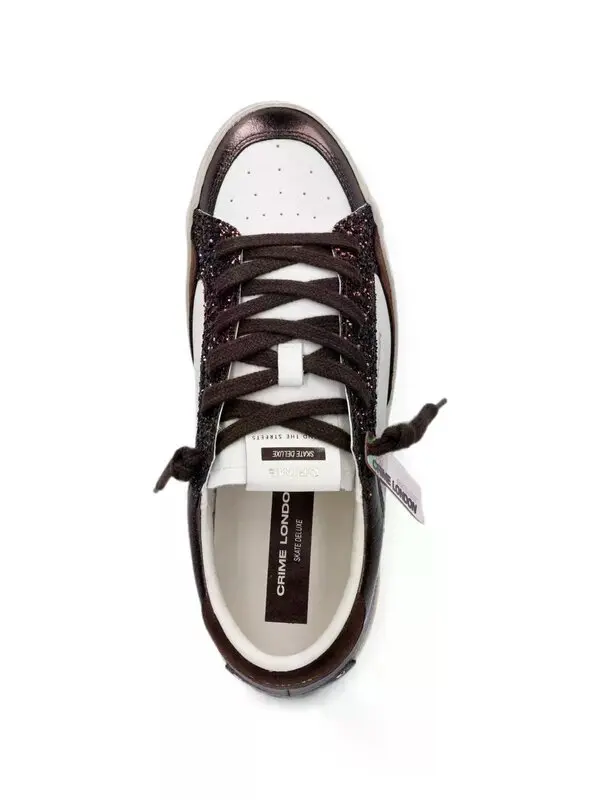 CRIME LONDON Sk8 Deluxe Glitter-trim Sneakers - White