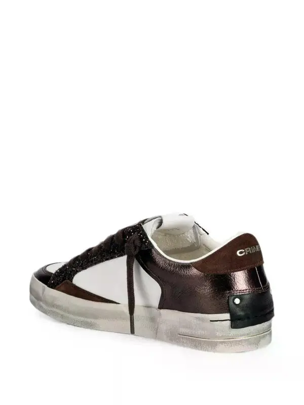 CRIME LONDON Sk8 Deluxe Glitter-trim Sneakers - White