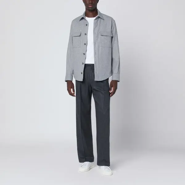 XACUS Gray Overshirt Jacket In Wool Blend