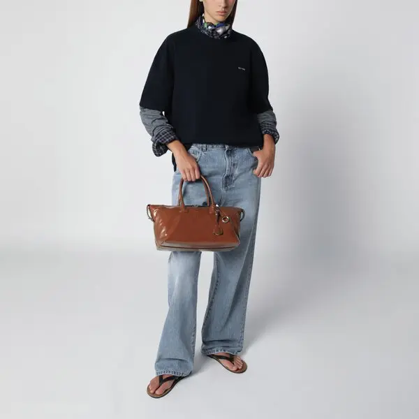 Miu Miu Glossy Leather Top Handle Bag - Brown