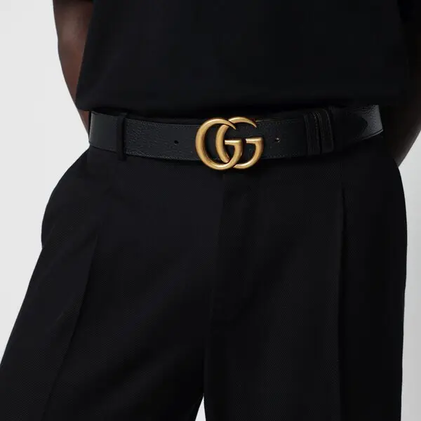 Gucci Reversible /brown Leather Belt With Double G Buckle