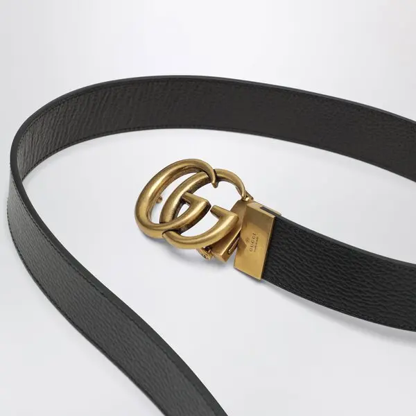 Gucci Reversible /brown Leather Belt With Double G Buckle