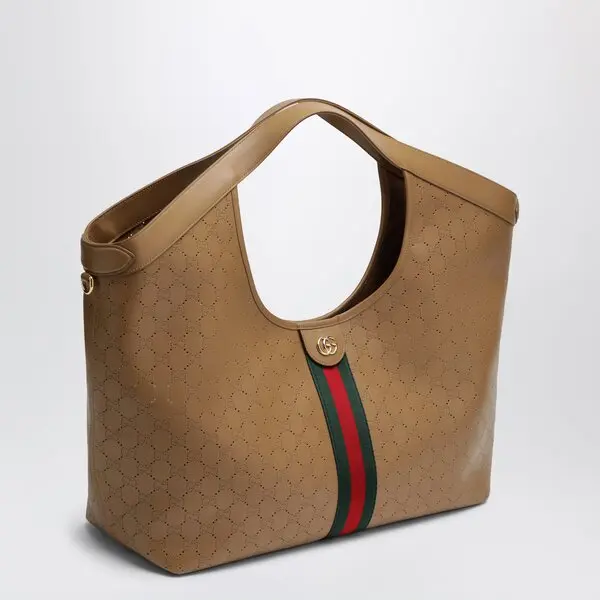 Gucci Giglio Large Shopping Tote In Perforated Gg Leather
