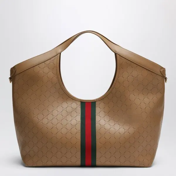 Gucci Giglio Large Shopping Tote In Perforated Gg Leather