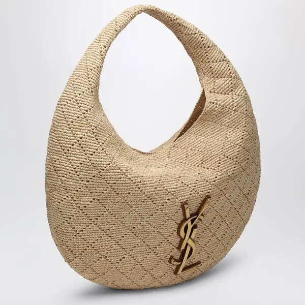 Saint Laurent Icare Hobo Bag In Crochet Raffia - Brown