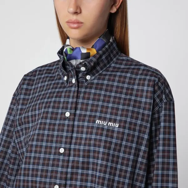 Miu Miu Cocoa Tartan Shirt