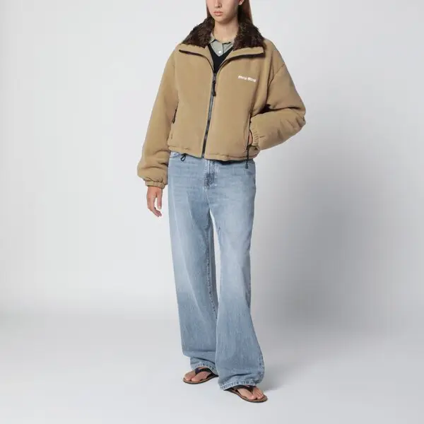 Miu Miu Fleece Down Jacket - Beige
